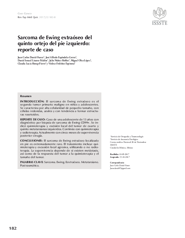 (PDF) Sarcoma de Ewing extraóseo del quinto ortejo del pie izquierdo ...