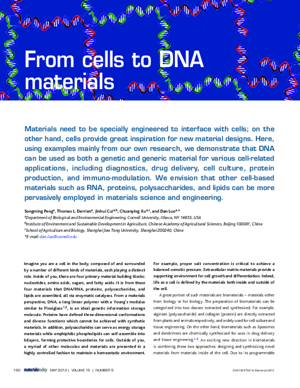 (PDF) From cells to DNA materials