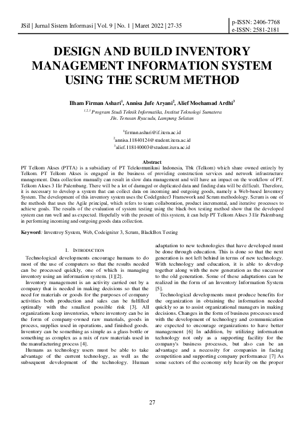 (PDF) Design and Build Inventory Management Information System Using ...