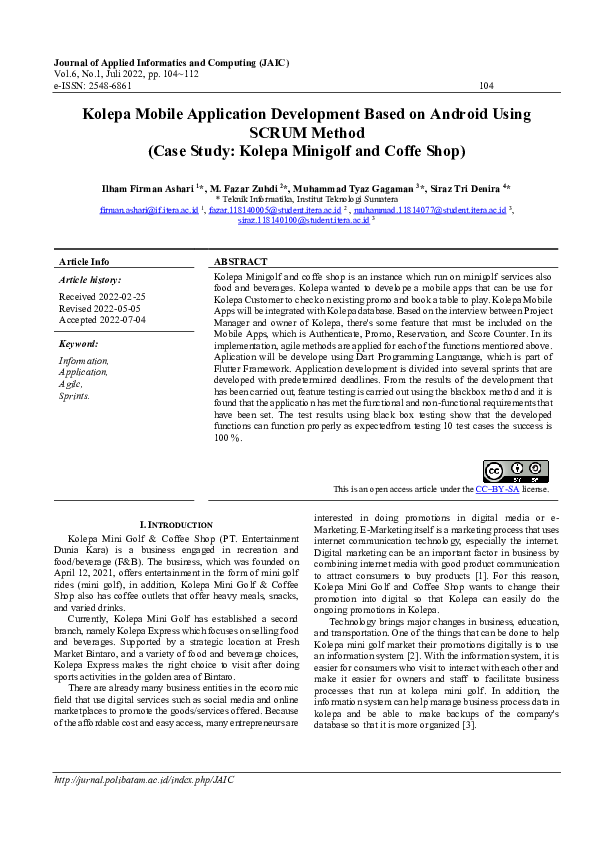 (PDF) Kolepa Mobile Application Development Based on Android Using Agile Method