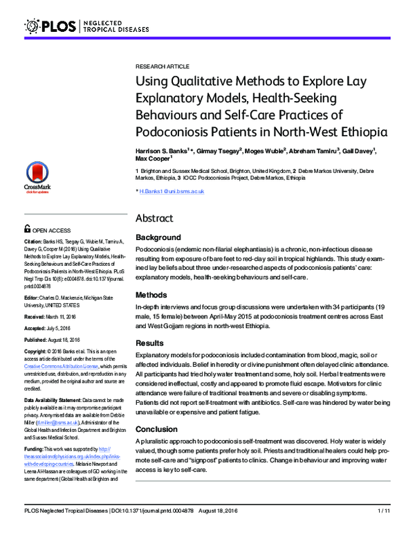 (PDF) Using Qualitative Methods to Explore Lay Explanatory Models ...