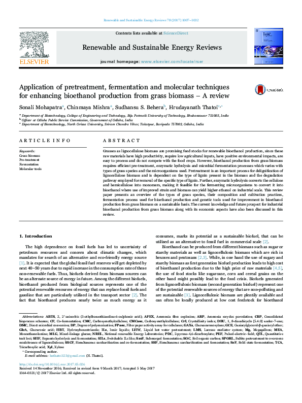 (PDF) Application of pretreatment, fermentation and molecular ...