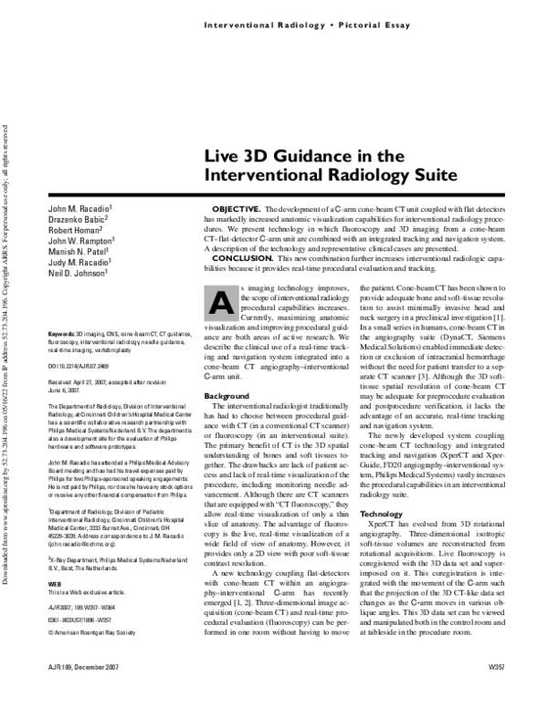 (PDF) Live 3D Guidance in the Interventional Radiology Suite | John ...