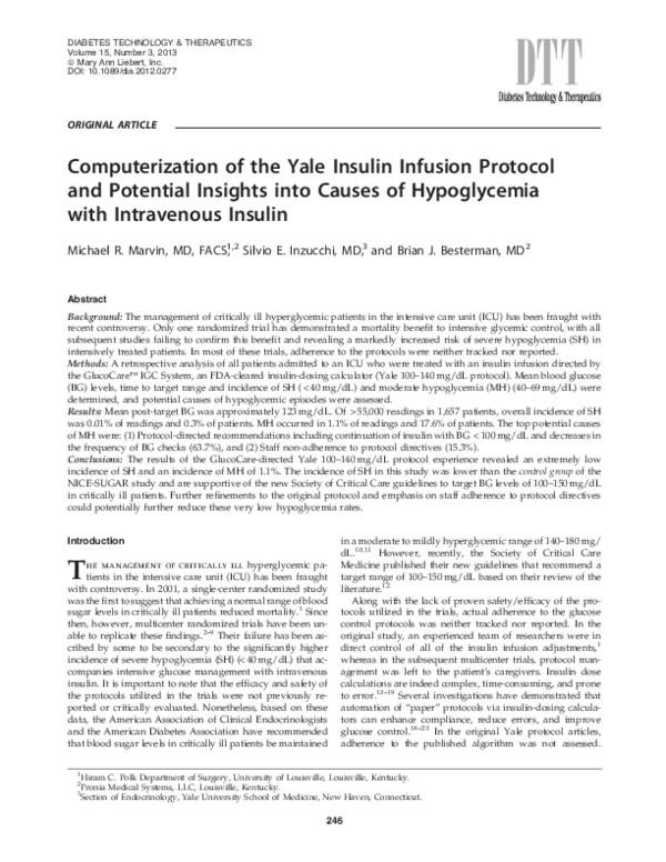 (PDF) Computerization of the Yale insulin infusion protocol and ...