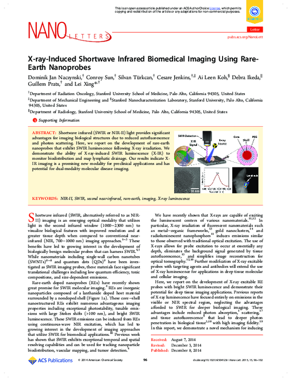 (PDF) X-ray-Induced Shortwave Infrared Biomedical Imaging Using Rare ...