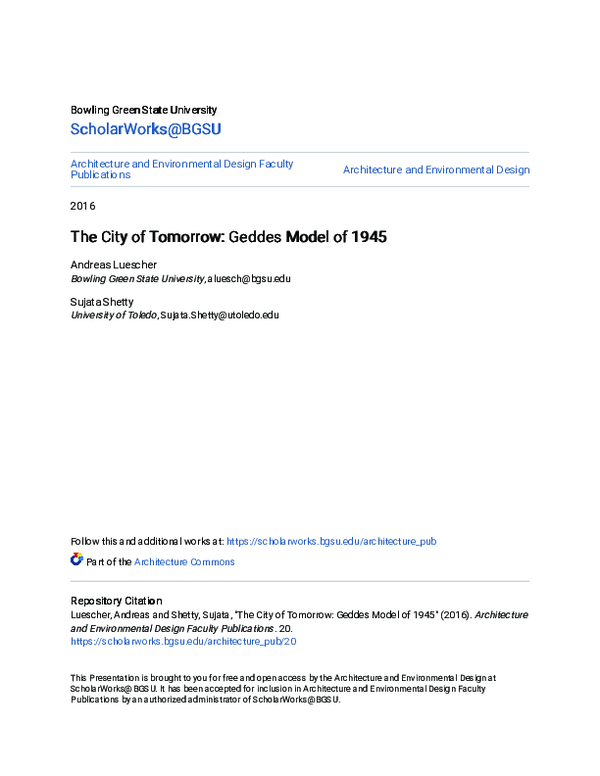 (PDF) The City of Tomorrow: Geddes Model of 1945