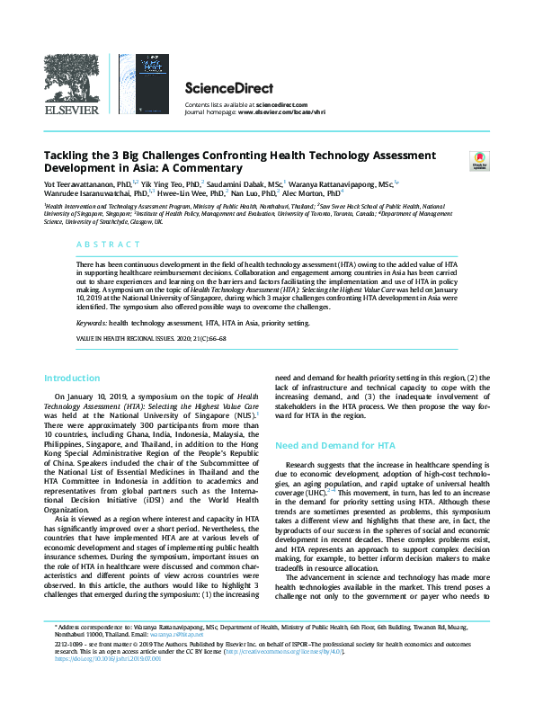 (PDF) Tackling the 3 Big Challenges Confronting Health Technology ...