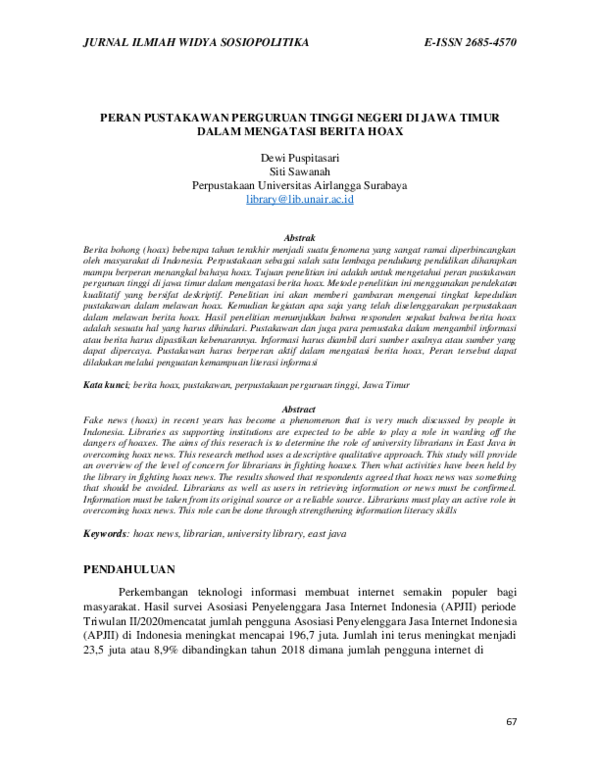 (PDF) Peran Pustakawan Perguruan Tinggi Negeri DI Jawa Timur Dalam ...
