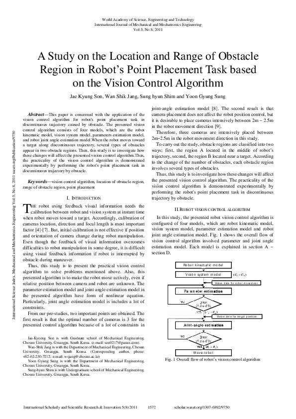 (PDF) A Study On The Location And Range Of Obstacle Region In Robot'S Point Placement Task Based ...