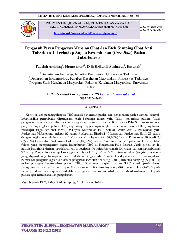 (PDF) Pengaruh Peran Pengawas Menelan Obat dan Efek Samping Obat Anti ...