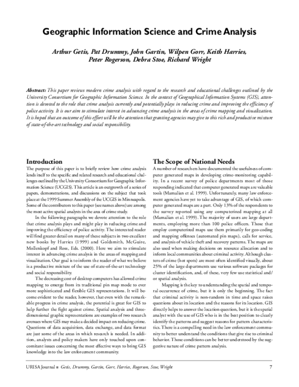 (PDF) Geographic Information Science and Crime Analysis