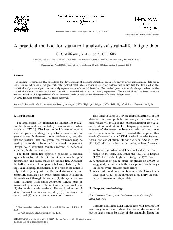 (PDF) A practical method for statistical analysis of strain–life ...