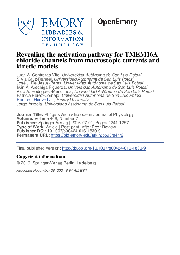 (PDF) Revealing the activation pathway for TMEM16A chloride channels ...