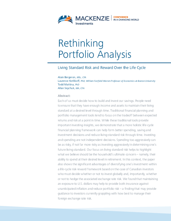 (PDF) Rethinking Portfolio Analysis Living Standard Risk and Reward Over the Life Cycle