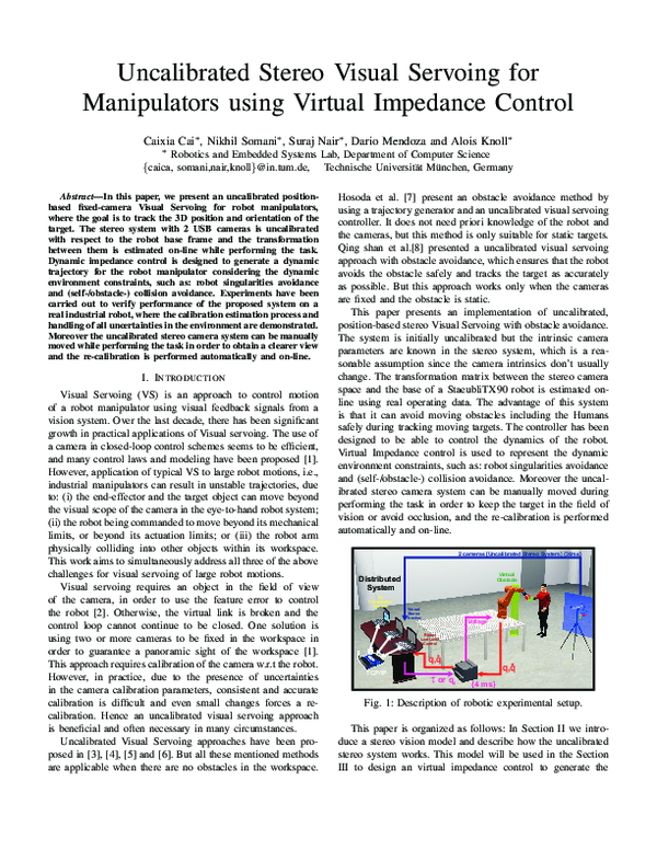 Pdf Uncalibrated Stereo Visual Servoing For Manipulators Using Virtual Impedance Control