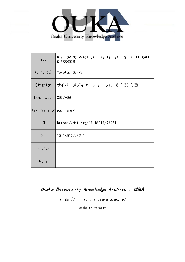 (PDF) Developing Practical English Skills in the Call Classroom (PDF) Developing Practical English Skills in the Call Classroom