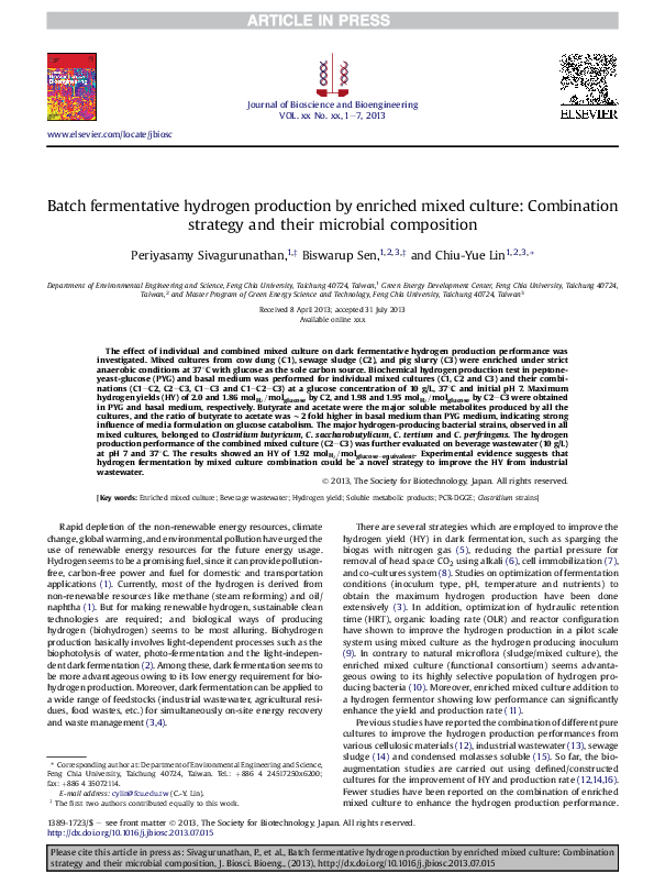 (PDF) Batch fermentative hydrogen production by enriched mixed culture: Combination strategy and ...