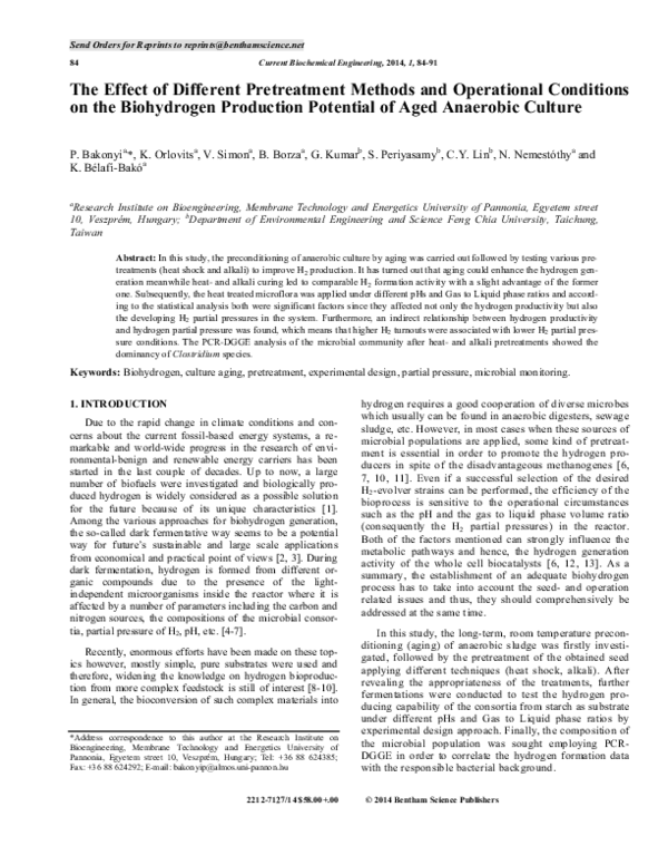 (PDF) Biohydrogen Production from Aged Anaerobic Cultures