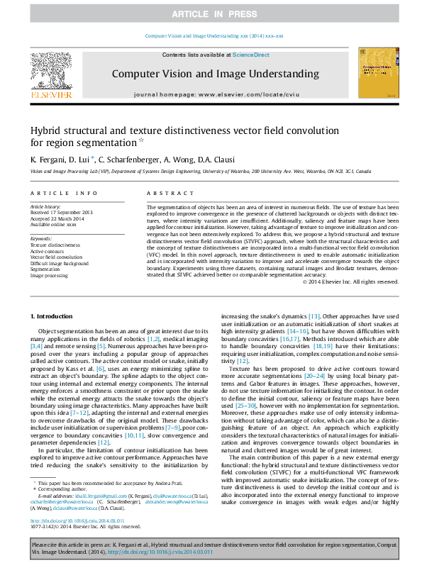 Pdf Hybrid Structural And Texture Distinctiveness Vector Field Convolution For Region Segmentation