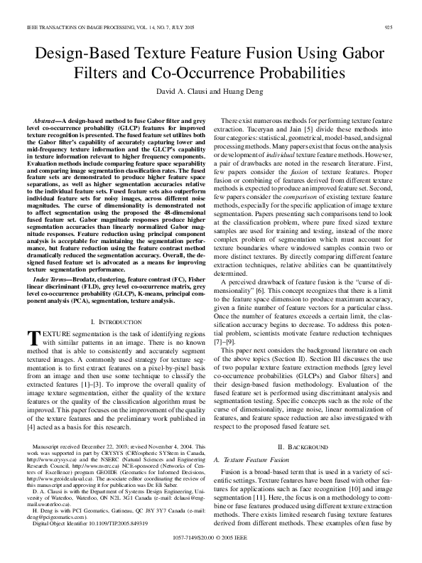 (PDF) Design-based texture feature fusion using Gabor filters and co ...