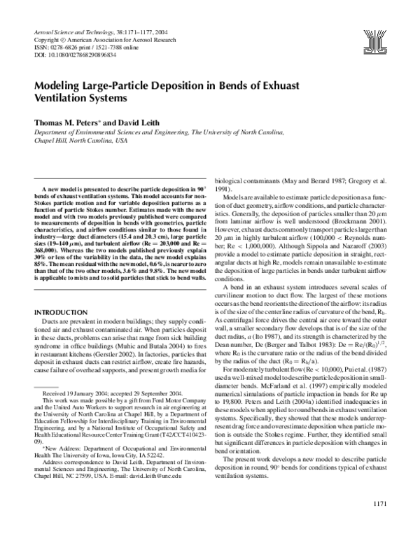 (PDF) Modeling Large-Particle Deposition in Bends of Exhuast ...