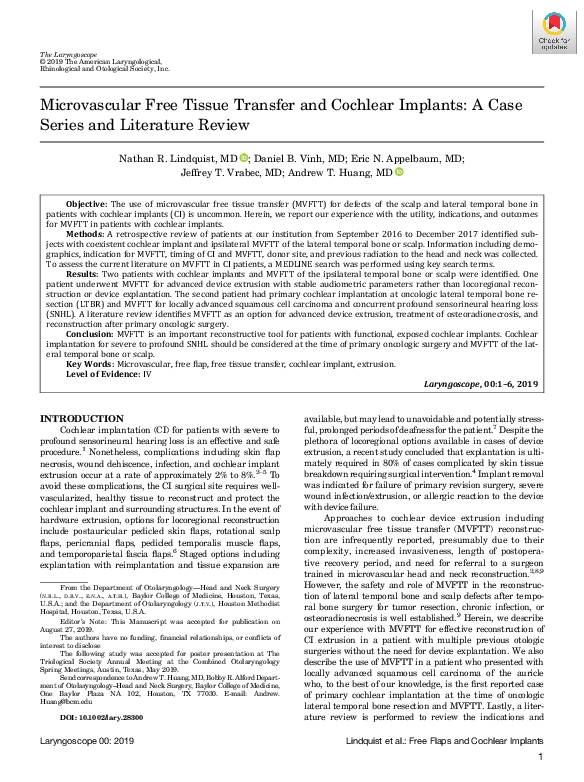 (PDF) Microvascular free tissue transfer and cochlear implants: A case ...