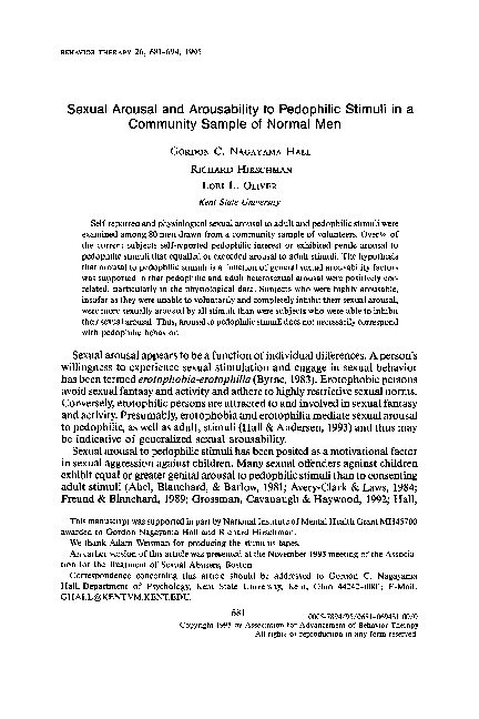 (PDF) Sexual arousal and arousability to pedophilic stimuli in a ...