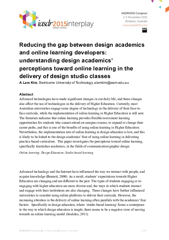 (PDF) Reducing the gap between design academics and online learning ...