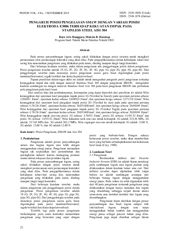 (PDF) Pengaruh Posisi Pengelasan Smaw Dengan Variasi Posisi Elektroda ...