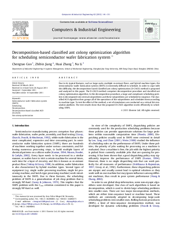 (PDF) Decomposition-based classified ant colony optimization algorithm for scheduling ...