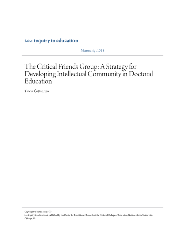 (PDF) The Critical Friends Group: A Strategy for Developing ...