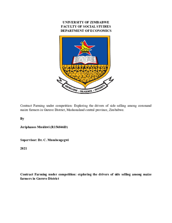 (DOC) UNIVERSITY OF ZIMBABContract Farming under competition: Exploring ...