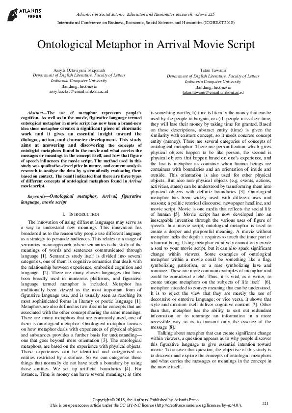 (PDF) Ontological Metaphor in Arrival Movie Script