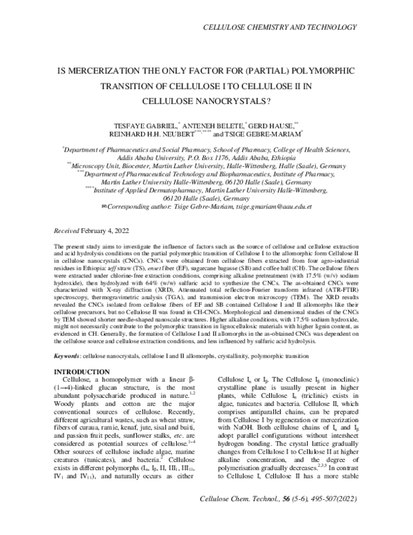 (PDF) Is Mercerization the Only Factor for (Partial) Polymorphic ...