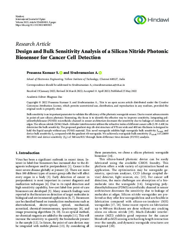 Pdf Design And Bulk Sensitivity Analysis Of A Silicon Nitride