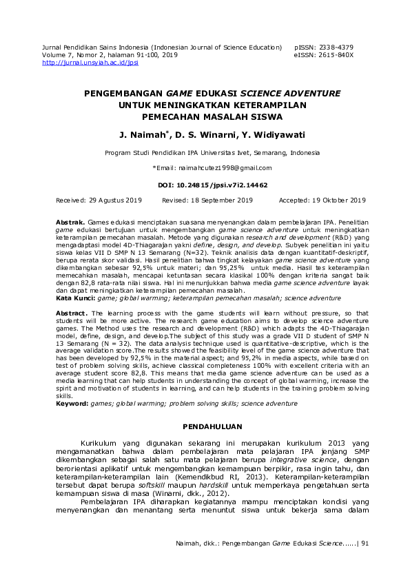 (PDF) Pengembangan Game Edukasi Science Adventure Untuk Meningkatkan Keterampilanpemecahan ...