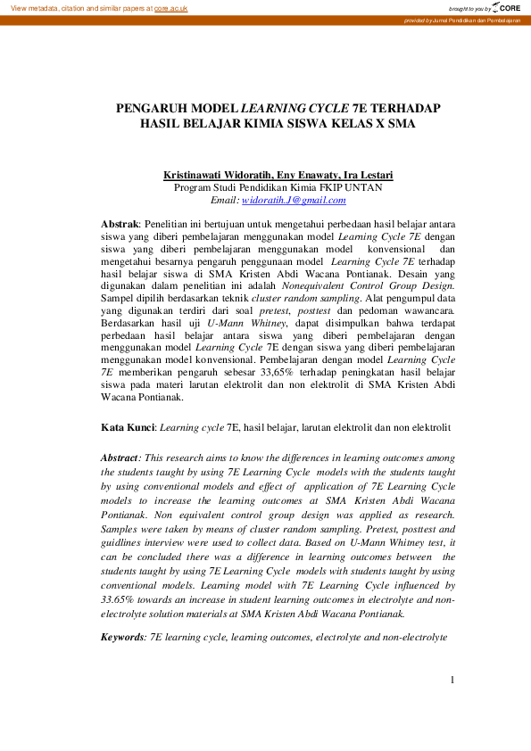 (PDF) Pengaruh Model Learning Cycle 7e Terhadap Hasil Belajar Kimia Siswa Kelas X SMA