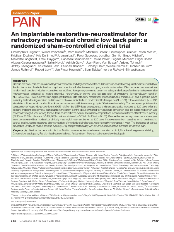 (PDF) An implantable restorative-neurostimulator for refractory ...
