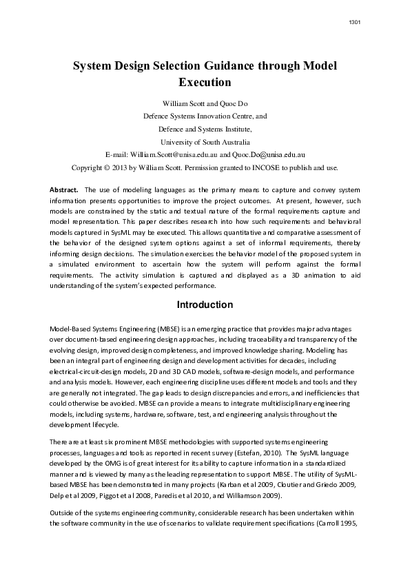 (PDF) 5.5.1 System Design Selection Guidance through Model Execution