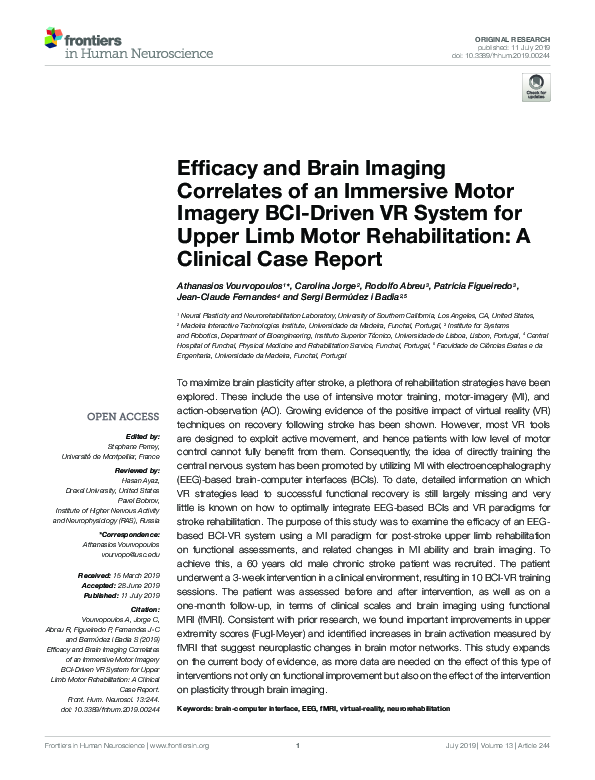 (PDF) Efficacy and Brain Imaging Correlates of an Immersive Motor ...
