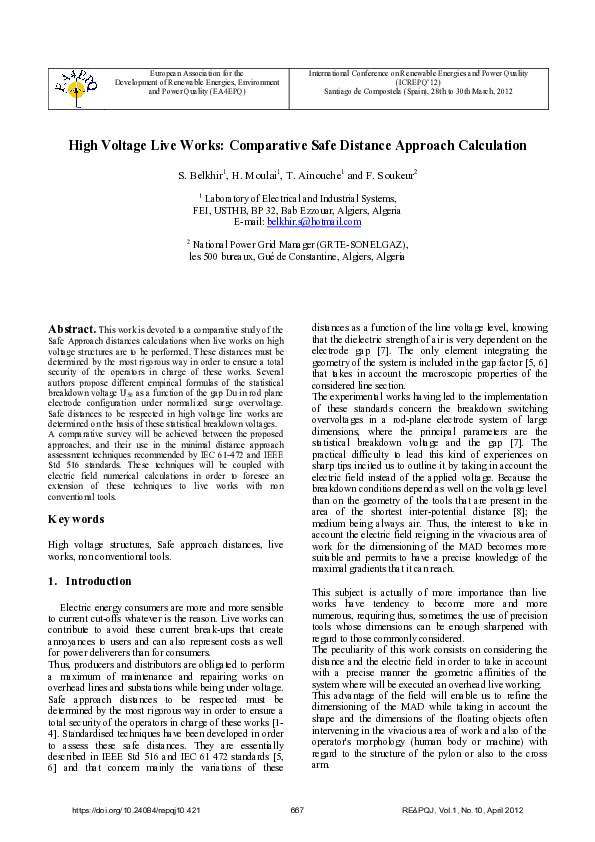 (PDF) High Voltage Live Works: Comparative Safe Distance Approach ...