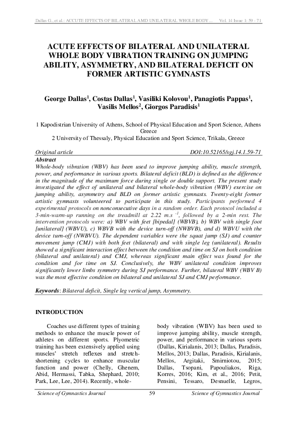 (PDF) Acute Effects of Bilateral and Unilateral Whole Body Vibration ...
