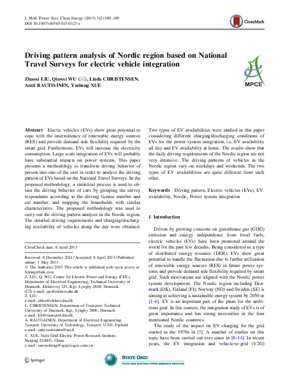 (PDF) Driving pattern analysis of Nordic region based on National Travel Surveys for electric ...
