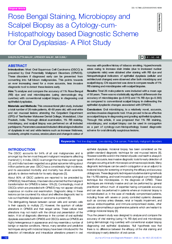 (PDF) Rose Bengal Staining, Microbiopsy and Scalpel Biopsy as a ...
