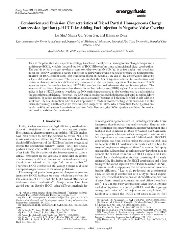 Pdf Combustion And Emission Characteristics Of Diesel Partial Homogeneous Charge Compression