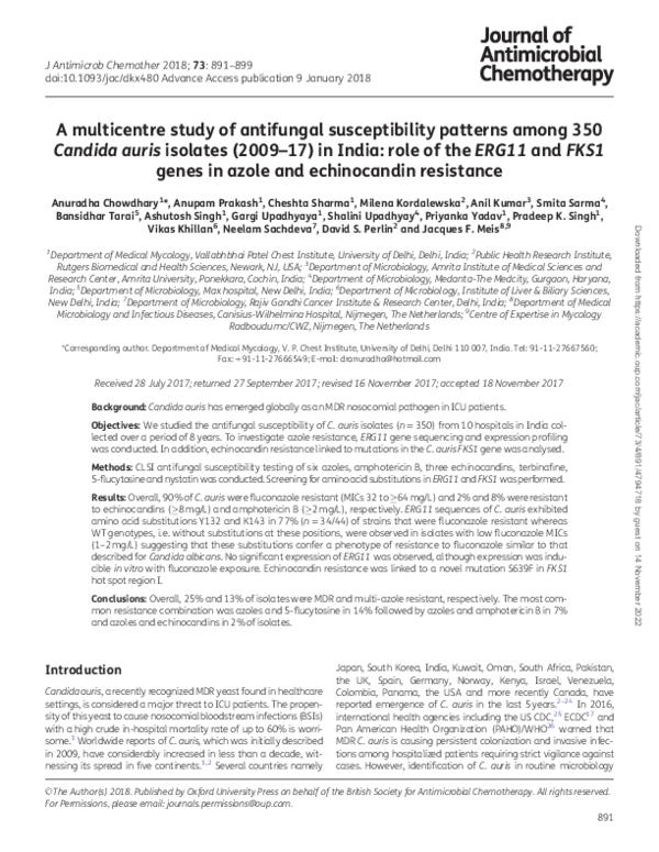 (PDF) A multicentre study of antifungal susceptibility patterns among ...