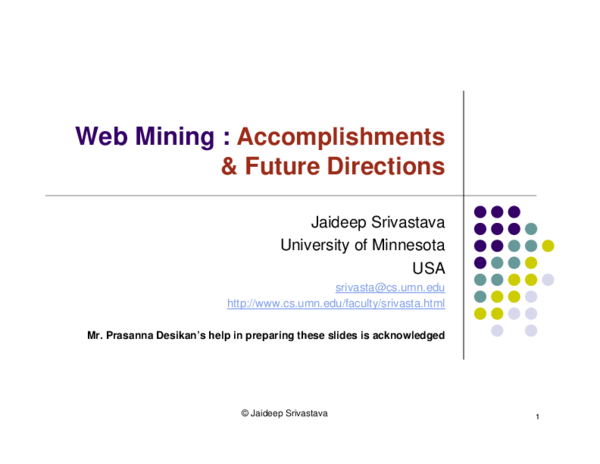 (PDF) Web Mining: Accomplishments & Future Directions