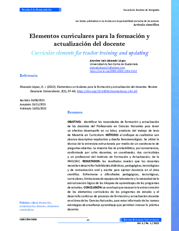 (PDF) Elementos curriculares para la formación y actualización del docente