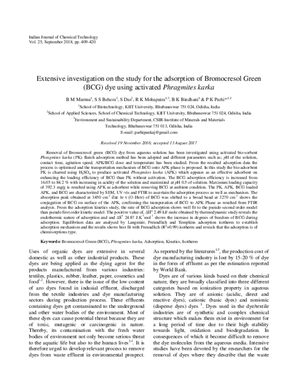 (PDF) Extensive investigation on the study for the adsorption of ...