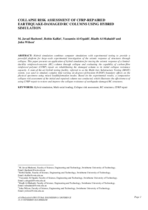 (PDF) Collapse risk assessment of CFRP-repaired earthquake-damaged RC ...